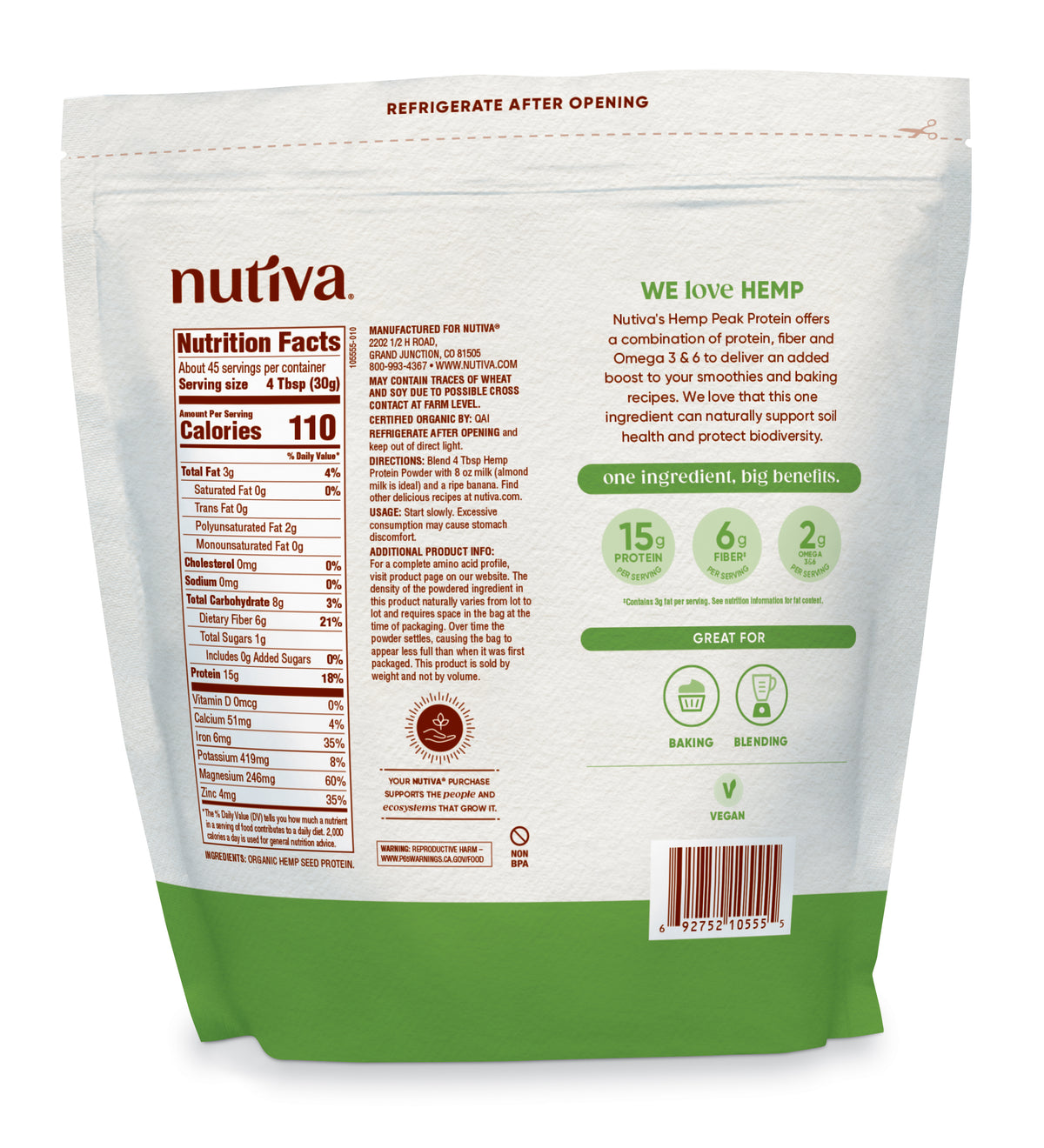 Organic Hemp Protein Powder - Vegetarian Plant Protein Powder | Nutiva